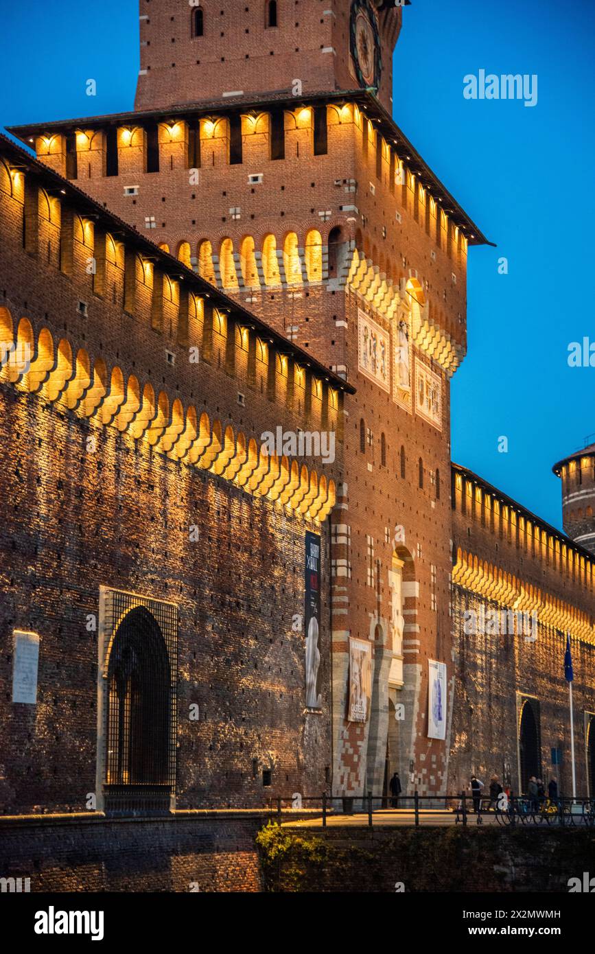 Sforza Castle (Castello Sforzesco) in Milano, Italy. The castle was ...