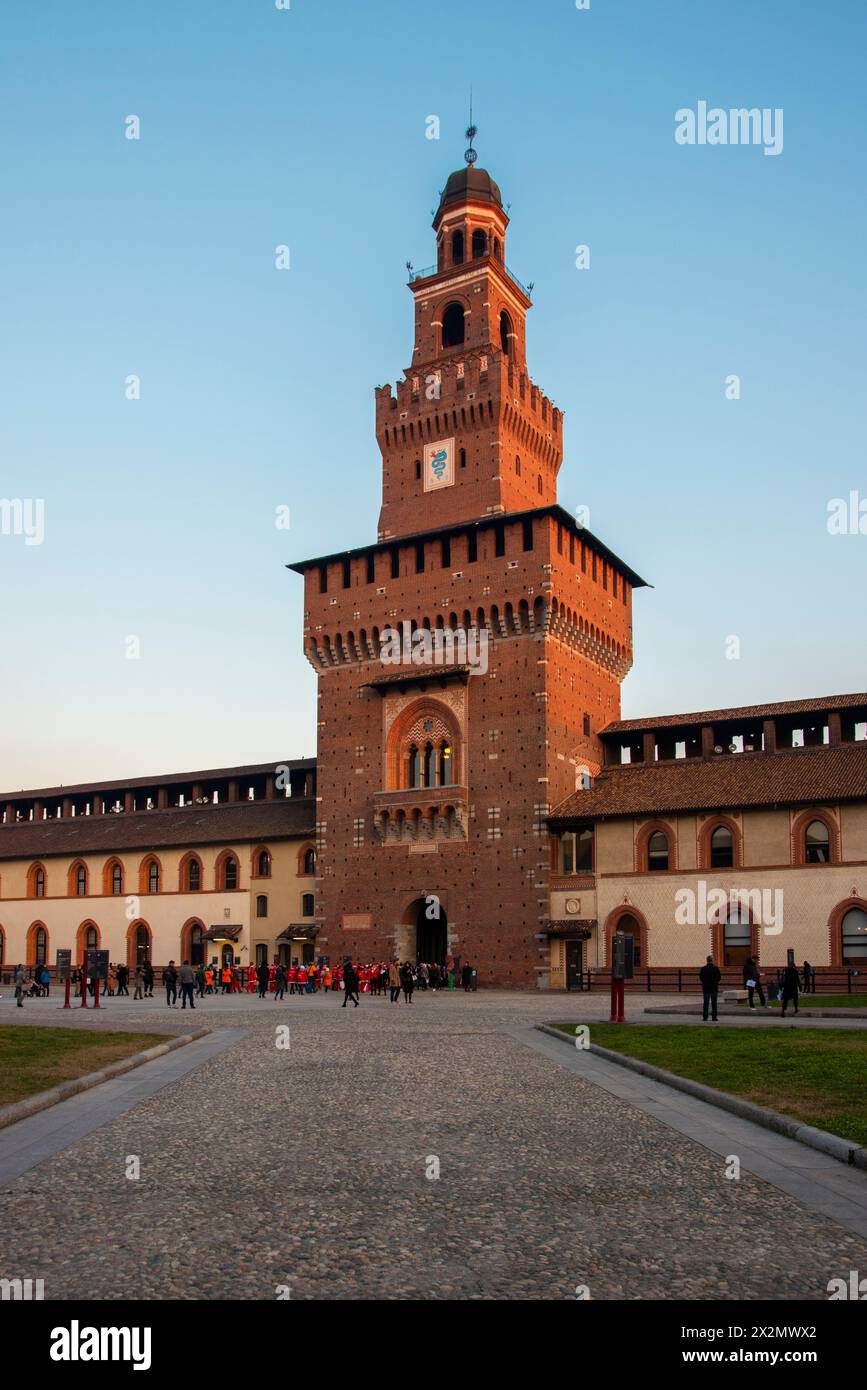 Sforza Castle (Castello Sforzesco) in Milano, Italy. The castle was ...