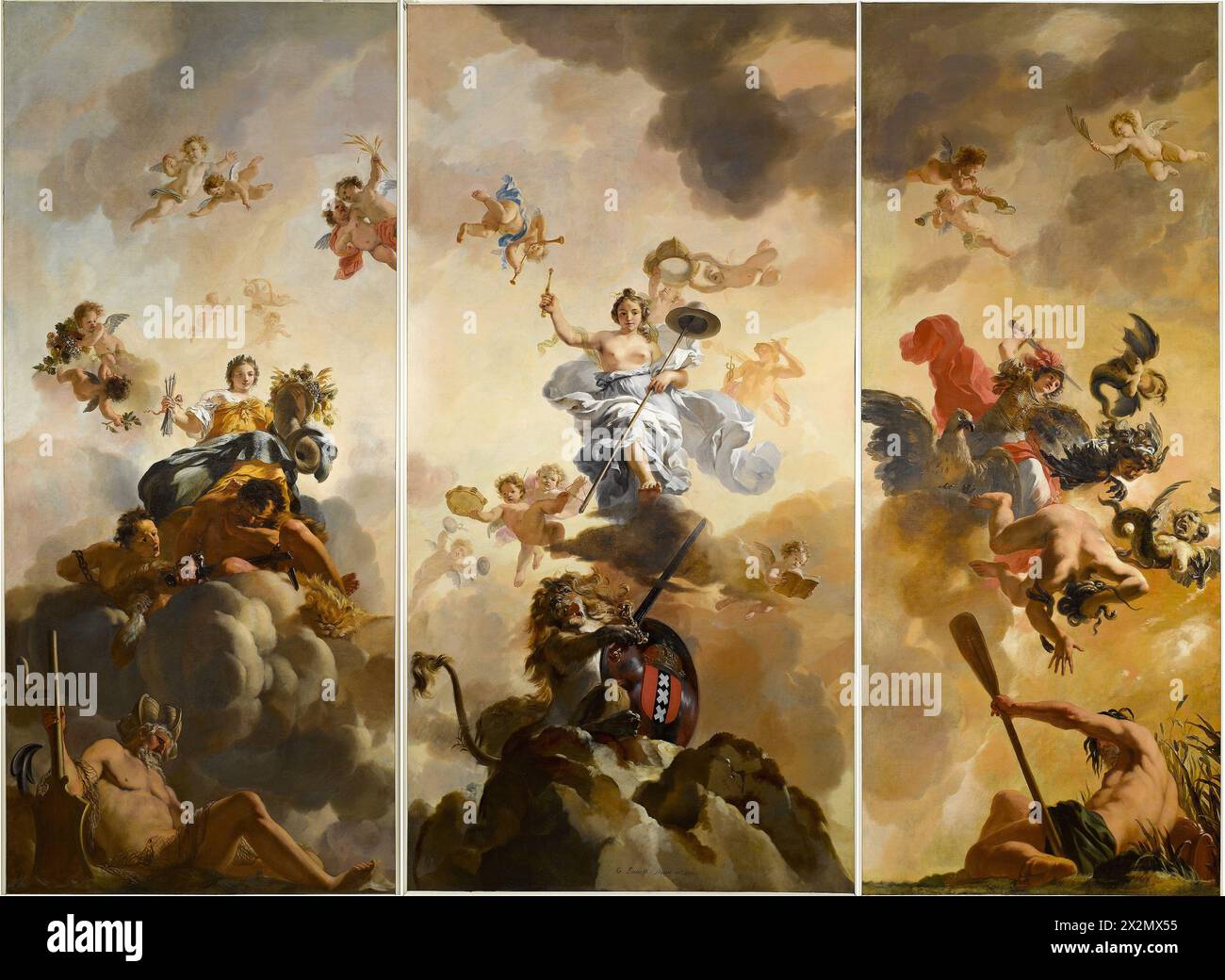 Triomf der Vrede (Triumph of Peace), three ceiling painting with its ...
