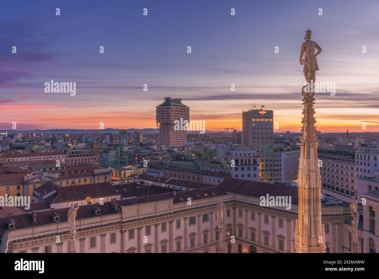 Panorama of the city of Milan with the Velasca tower. View from the ...