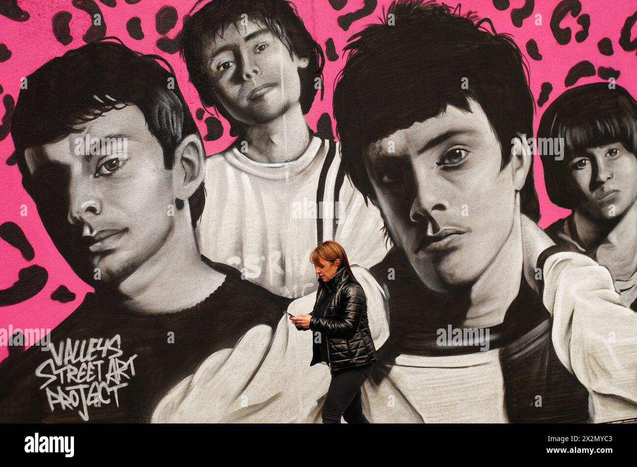 A mural dedicated to Welsh rock band the Manic Street Preachers on a ...