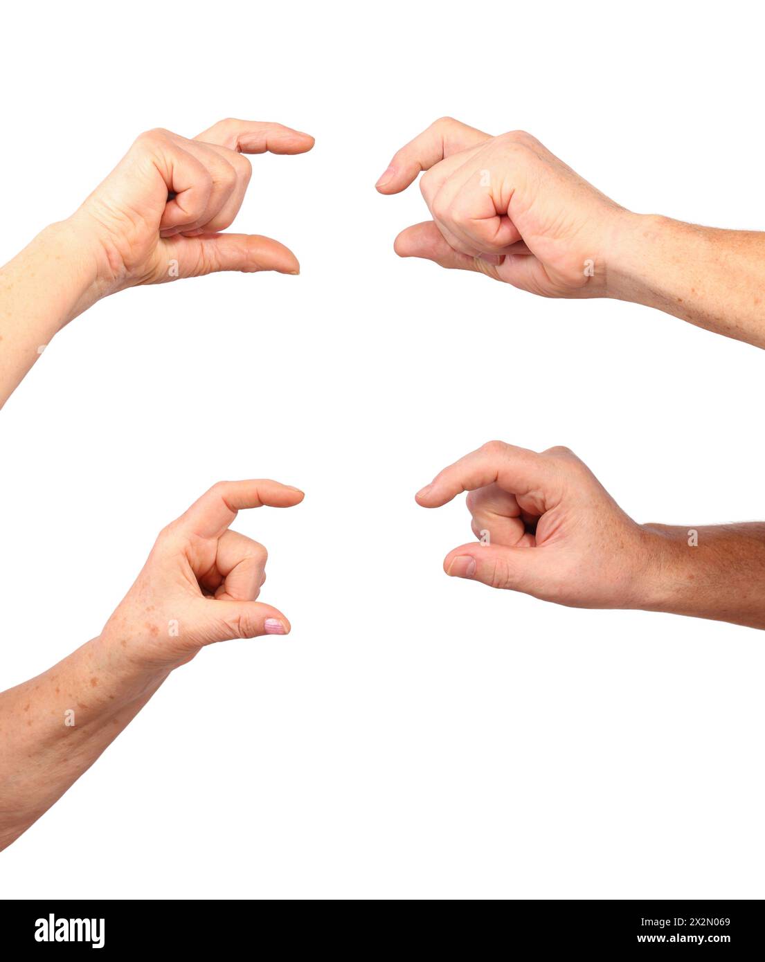 senior hands of man, woman show hold in finger gesture, isolated Stock ...