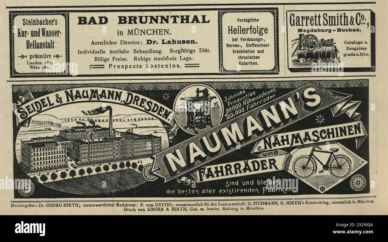 Old Victorian newspapers adverts, German, Seidel & Naumann factory ...