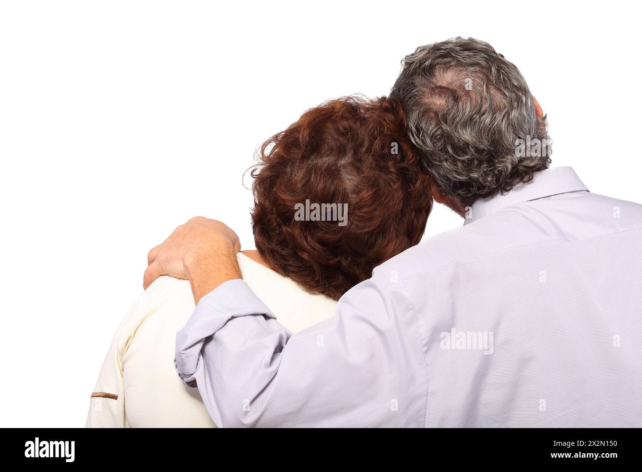 senior couple, man hug woman, back, isolated Stock Photo - Alamy