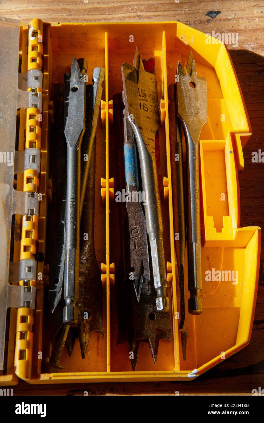 A selection of drill bits used in a carpentry project. Cary, North ...