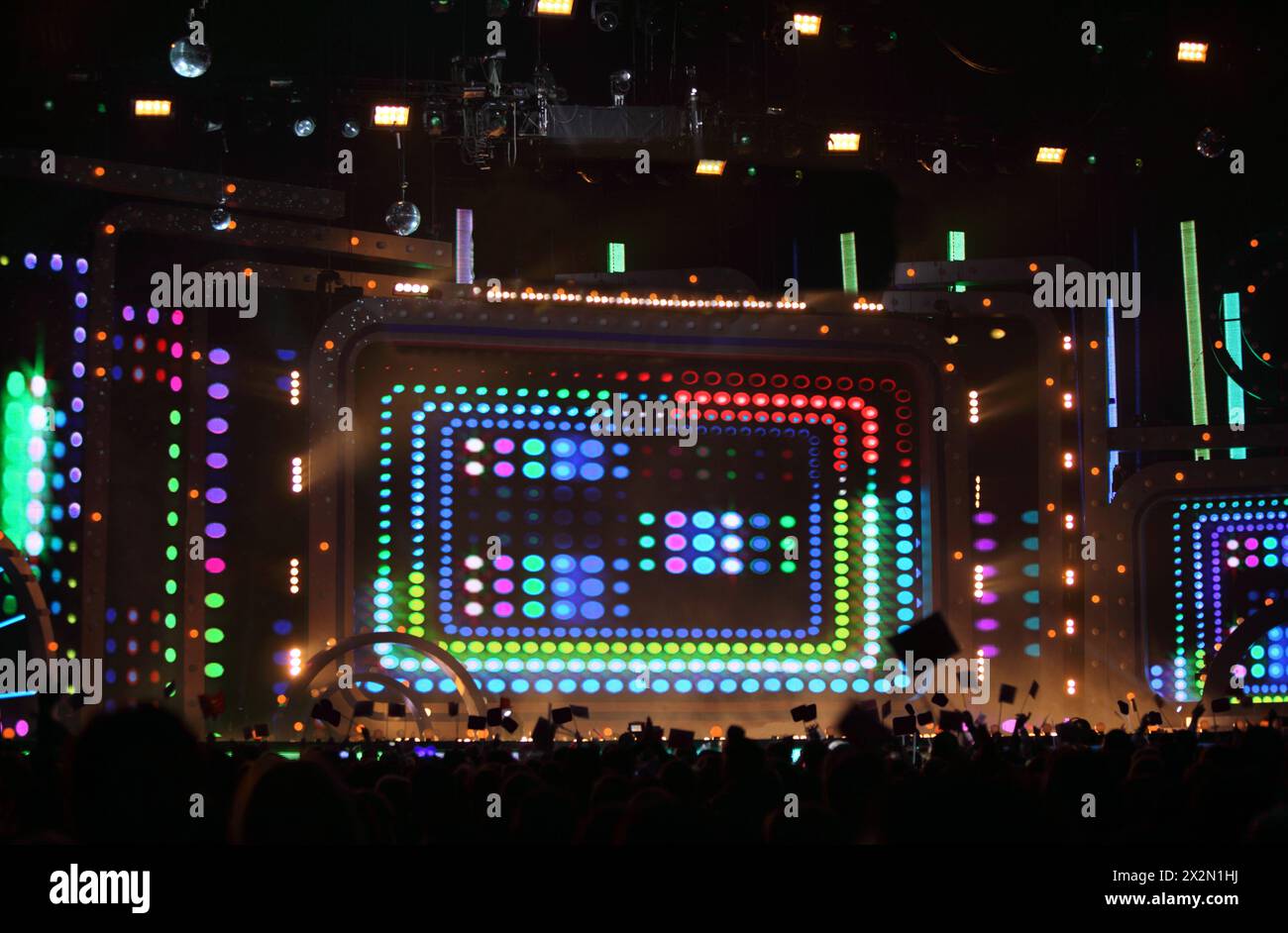 Concert with big lighting stage Stock Photo - Alamy