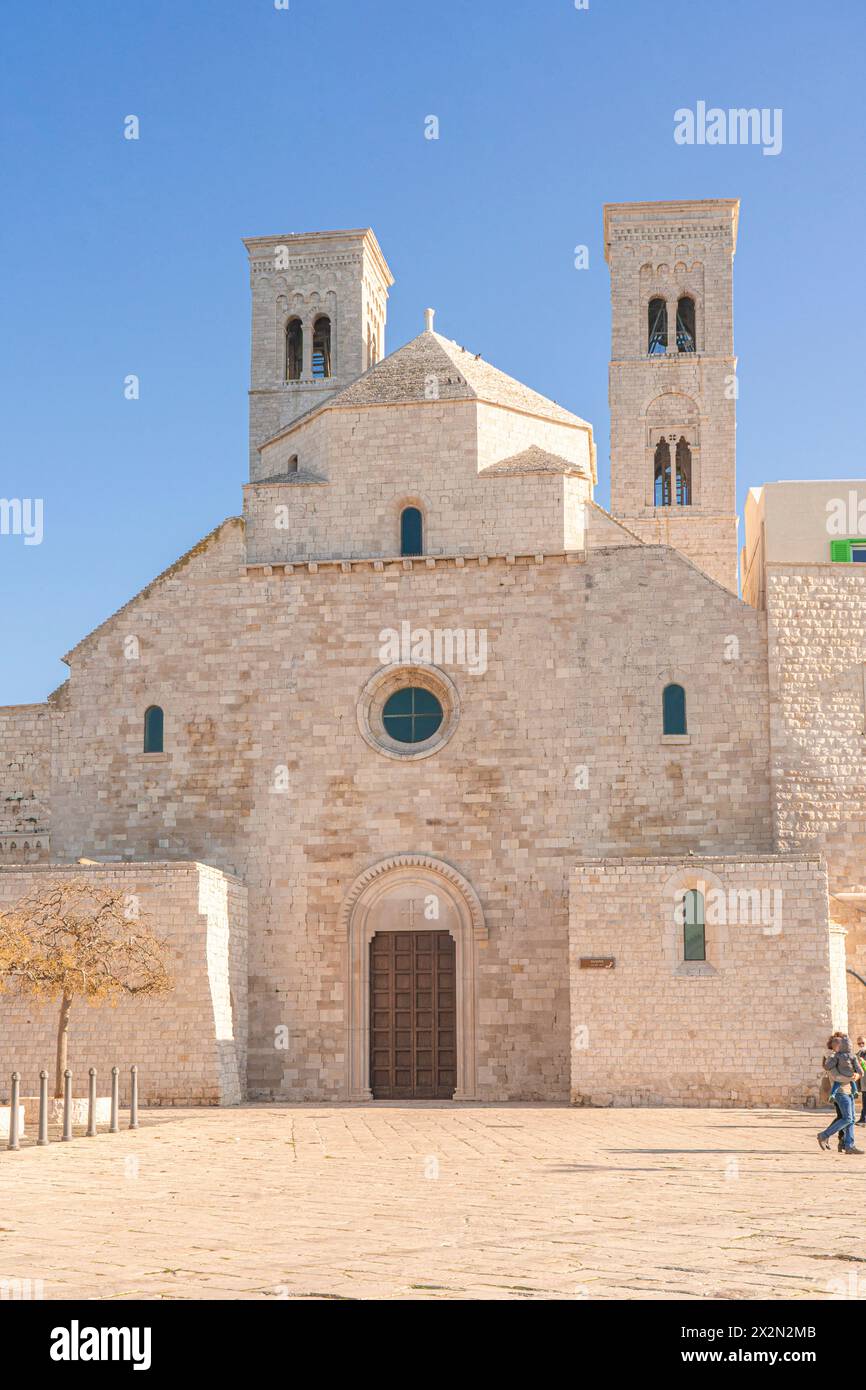 View of the port of Molfetta dominated by a majestic building of the ...