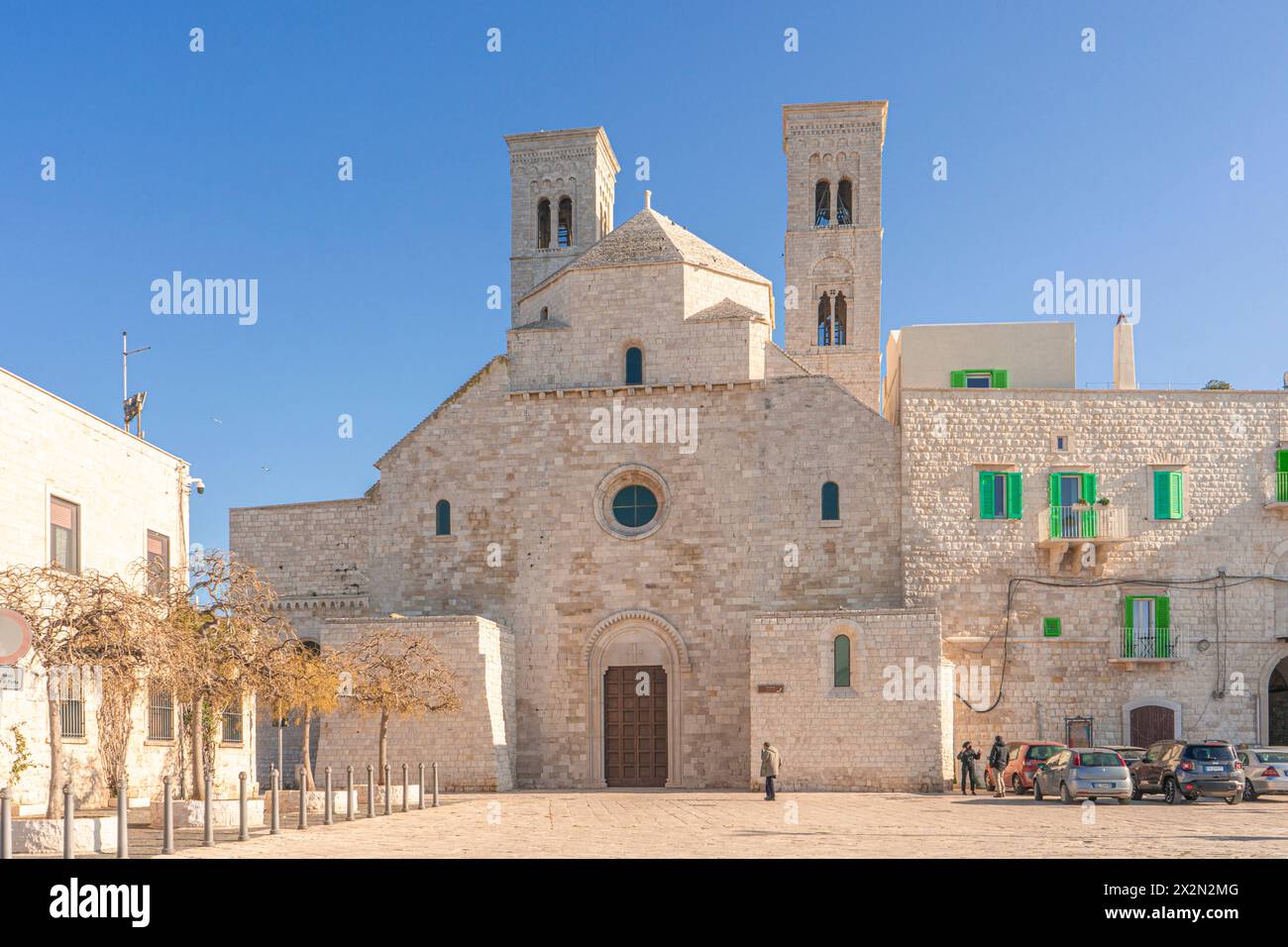 View of the port of Molfetta dominated by a majestic building of the ...