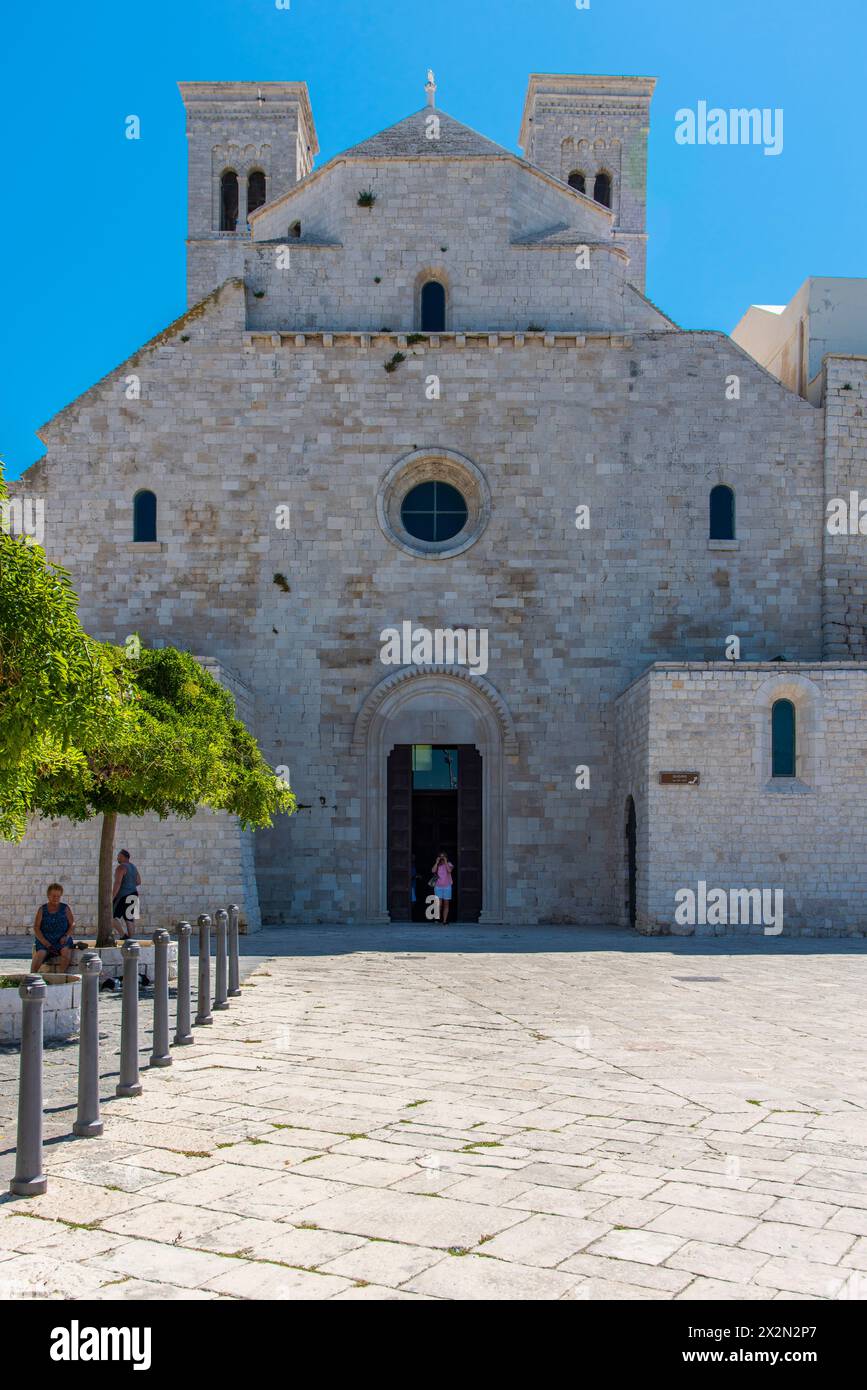 View of the port of Molfetta dominated by a majestic building of the ...