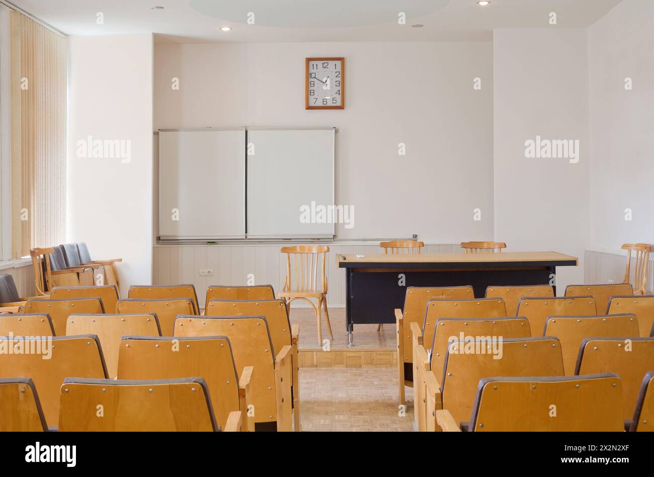 Conference room with chairs, blackboard Stock Photo - Alamy