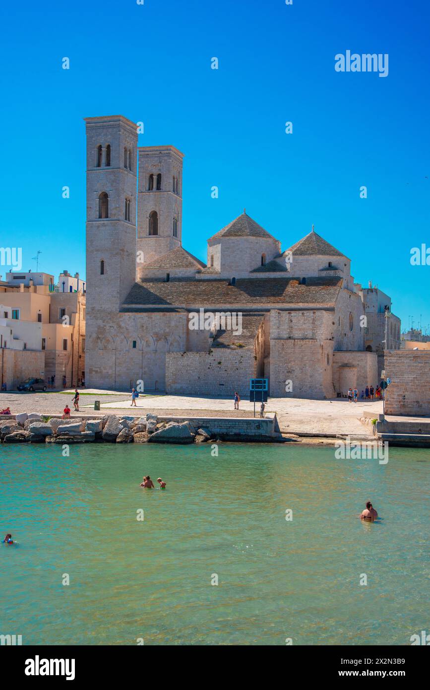 View of the port of Molfetta dominated by a majestic building of the ...