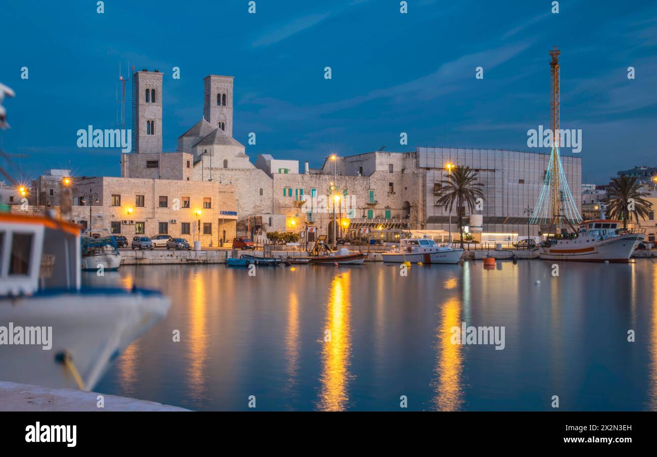 View of the port of Molfetta dominated by a majestic building of the ...