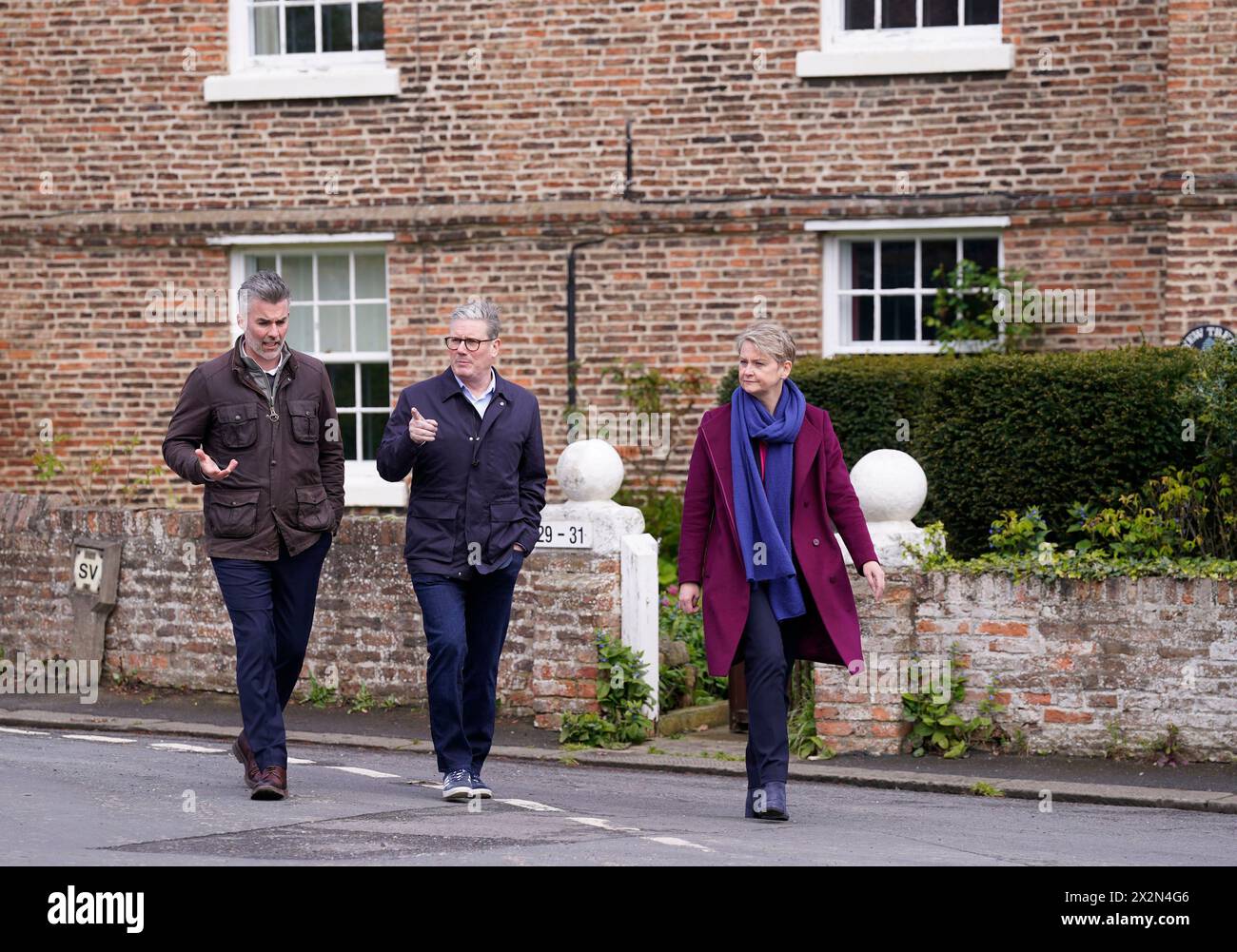 Labour leader Sir Keir Starmer (centre) with shadow home secretary ...
