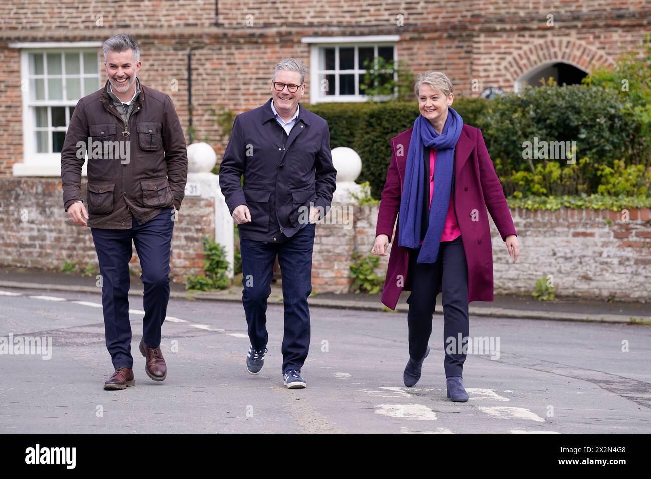 Labour leader Sir Keir Starmer (centre) with shadow home secretary ...