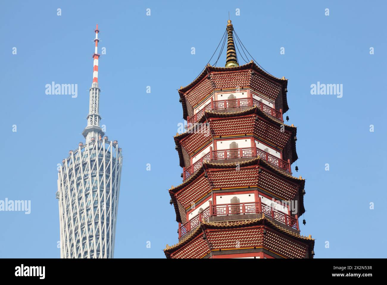 GUANGZHOU - NOV 23: Canton Tower and Flower Pagoda of Temple of the Six ...