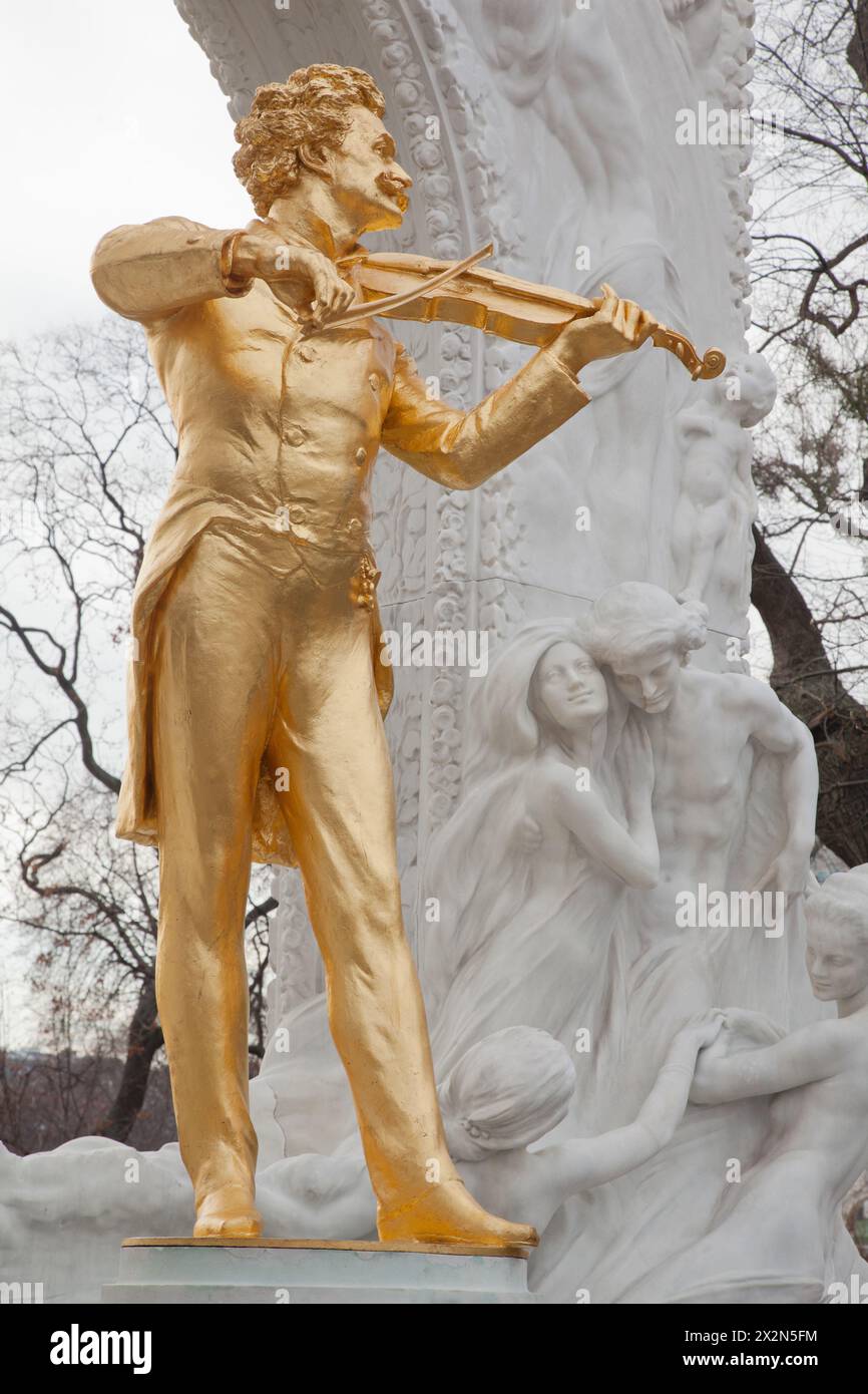 VIENNA- FEB 19: Johann Strauss statue near trees on FEB 19, 2012, in ...