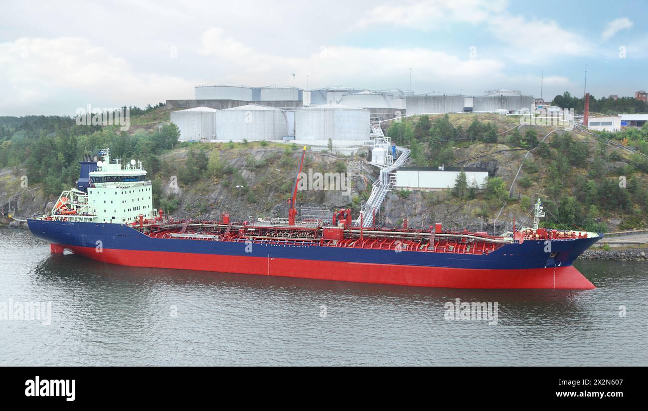 Big oil tanker refueling Stock Photo - Alamy