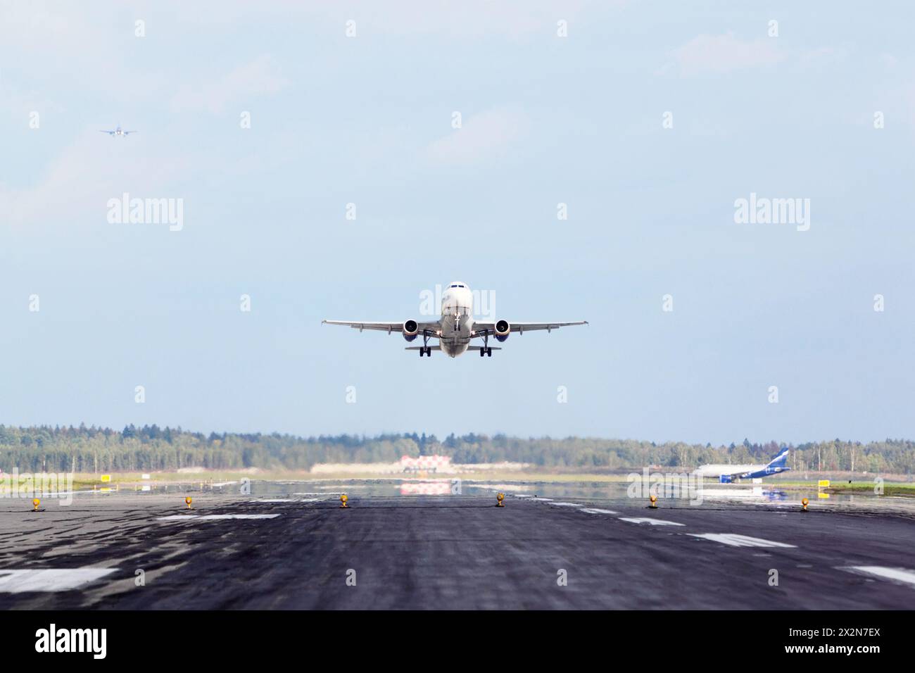MOSCOW - SEP 22: Airbus of Aeroflot take-off runway in airport Sheremetyevo on Sep 22, 2011 in ...