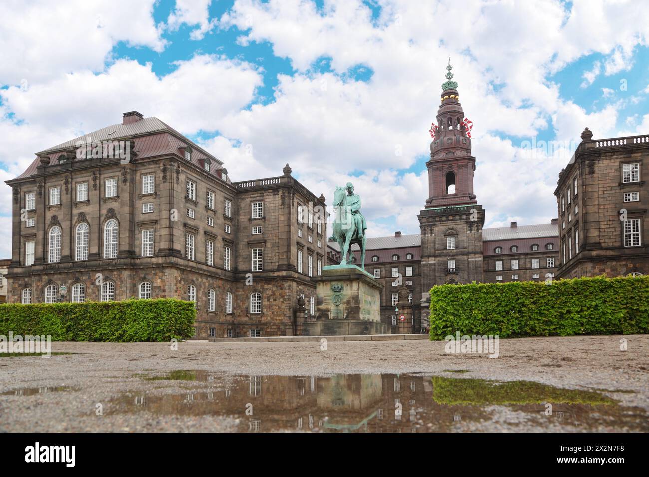 Christiansborg Palace and equestrian statue of Danish King Christian IX ...