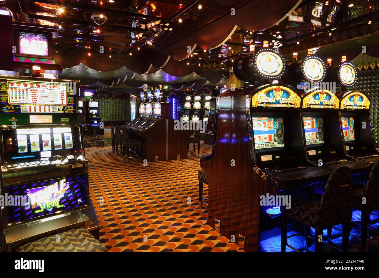 NORTH SEA - JULE 23: Slot machines at liner Costa Luminosa on Jule 23 ...