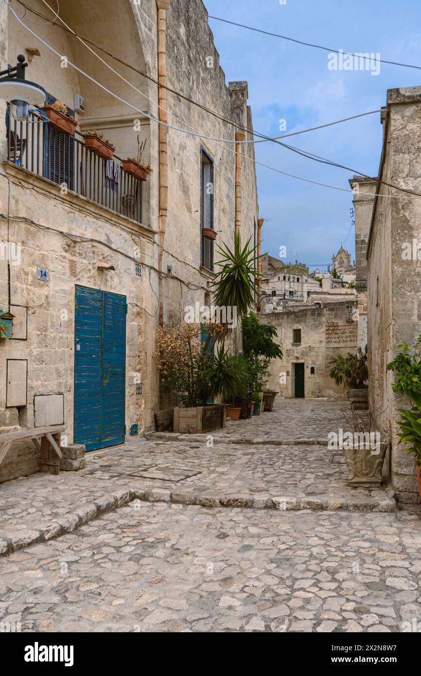View of a pretty stone house of the ancient city of Matera " I sassi ...