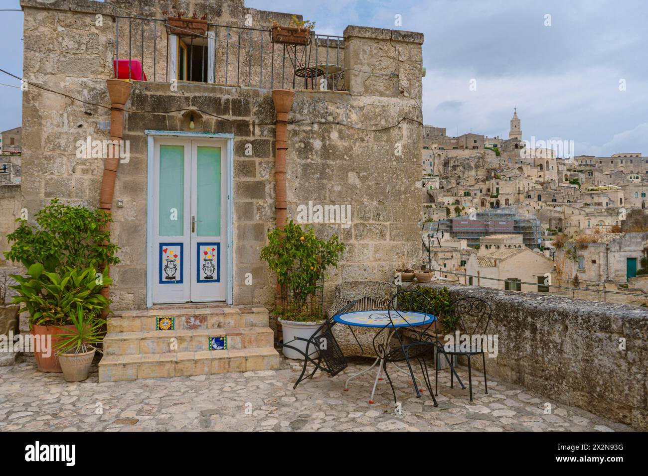 View of a pretty stone house of the ancient city of Matera " I sassi ...