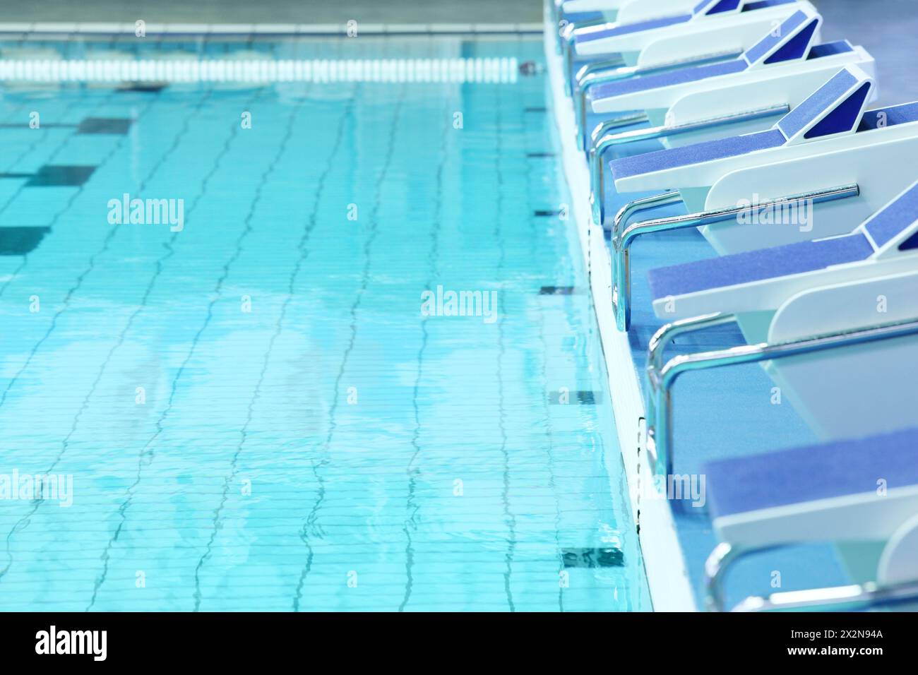 Swimming pool with pure blue transparent water and platforms for ...