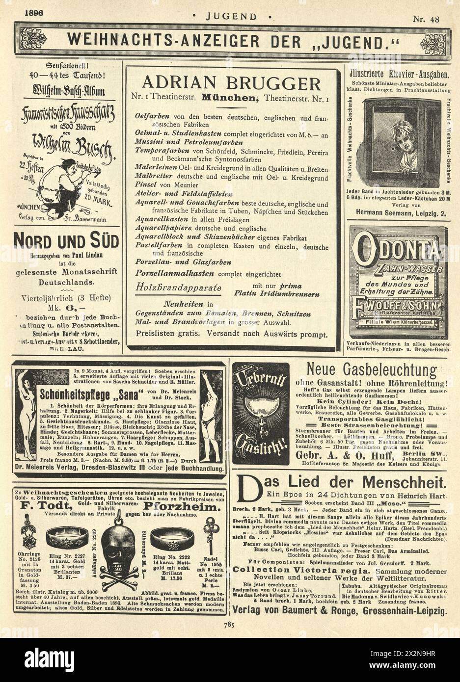 Old German Magazine Page, Adverts, Jugend, 1890s 19th Century Stock ...