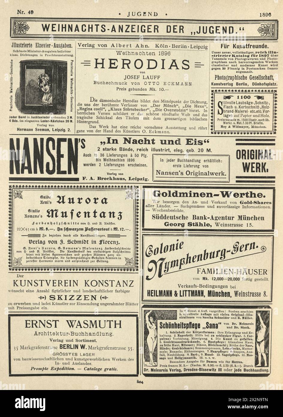 Old page of German adverts, 1890s, 19th Century advertising Stock Photo ...