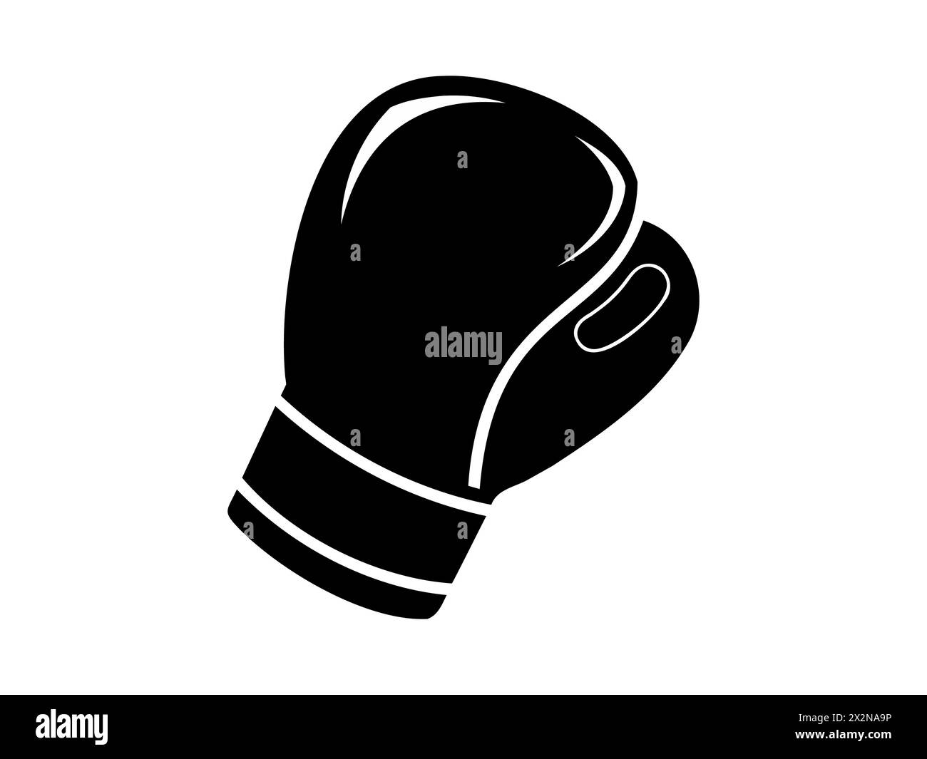 Black boxing glove silhouette. Black and white graphic art of sporting ...