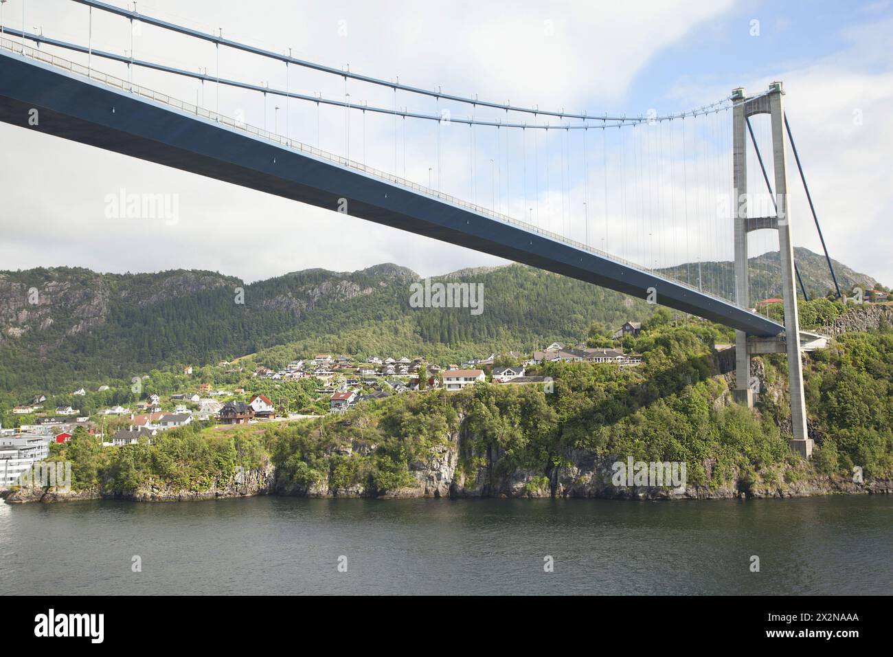 Big long suspension bridge in Bergen, Norway Stock Photo - Alamy