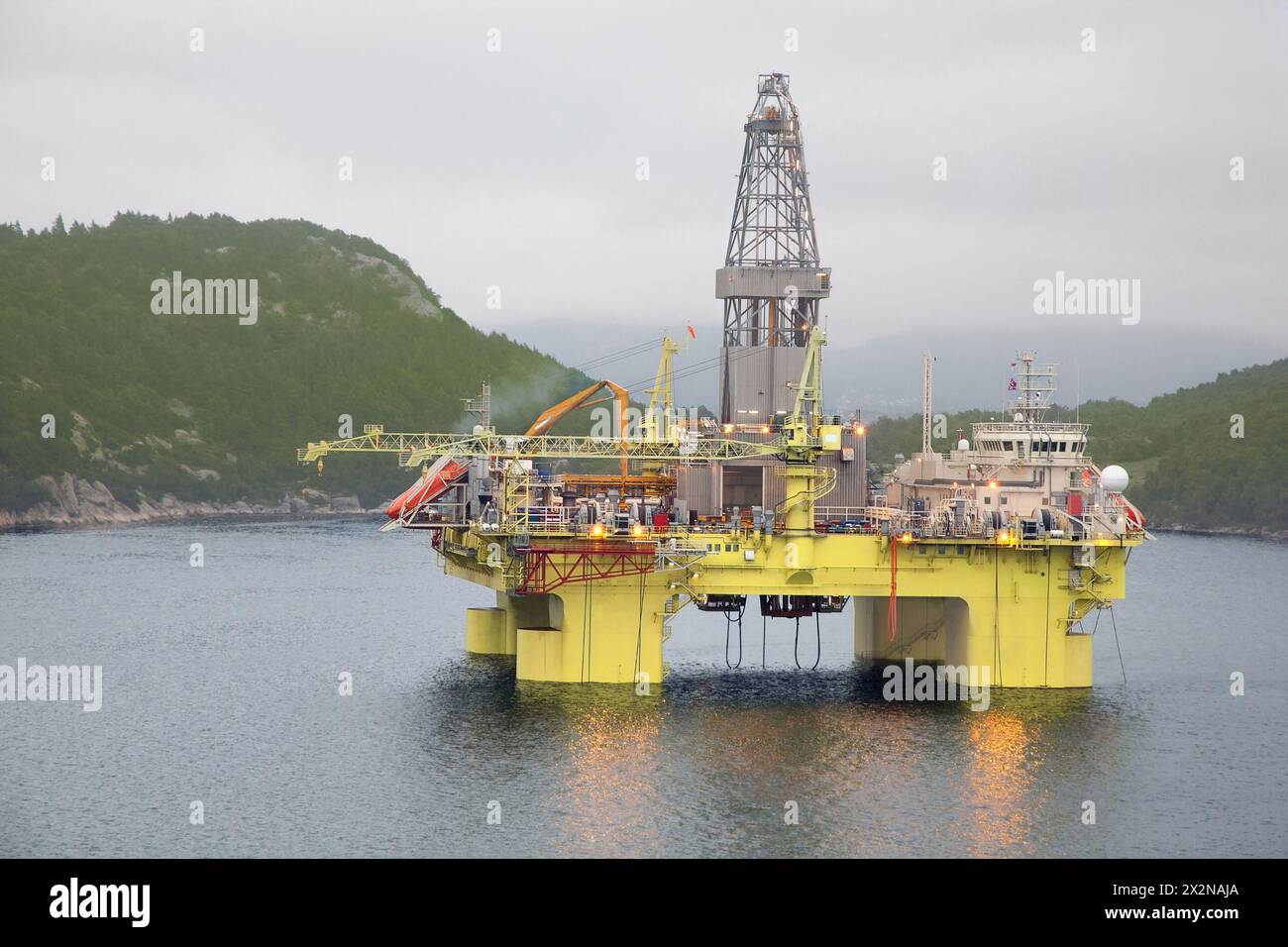 Oil trust in middle of river in Bergen , Norway Stock Photo - Alamy