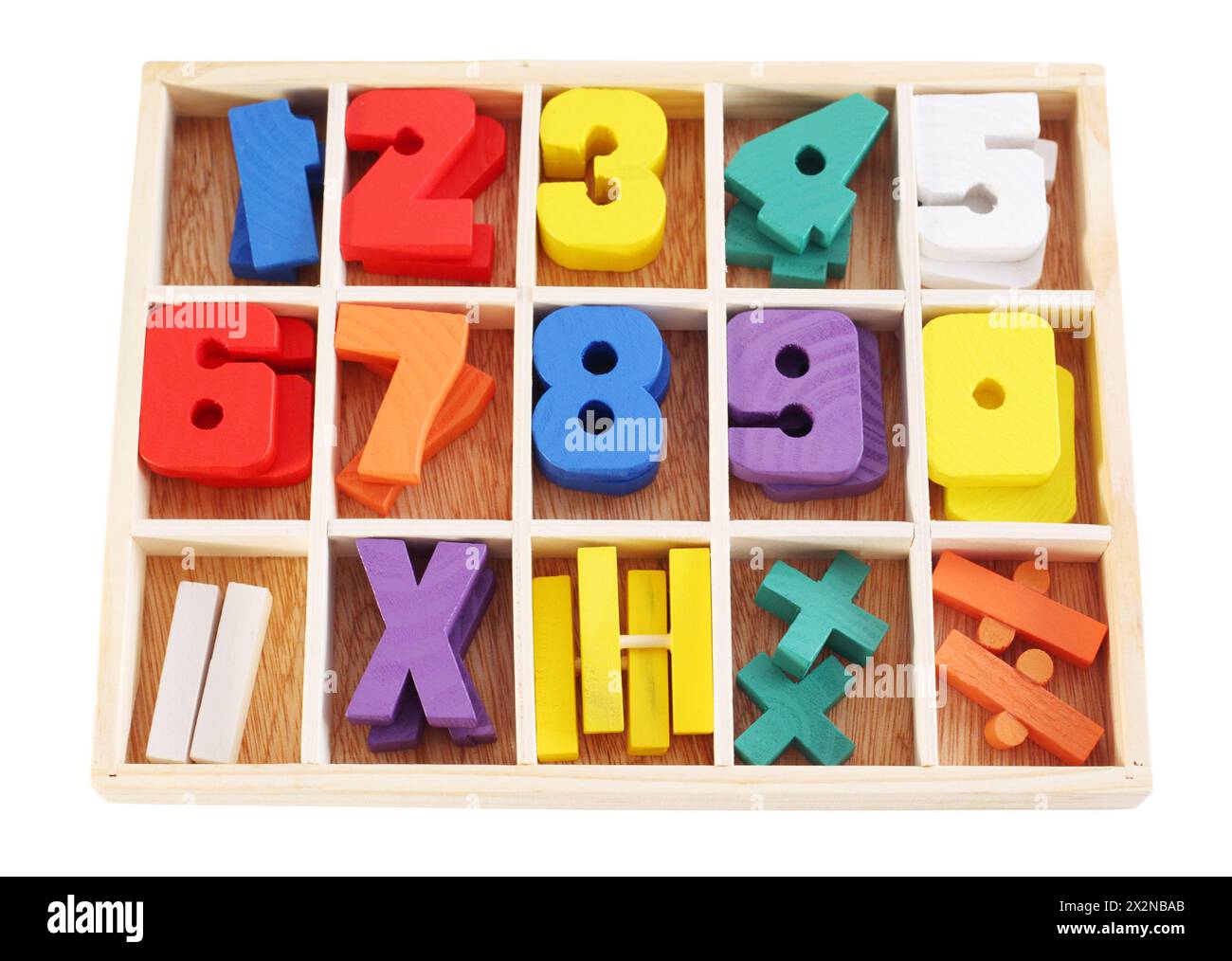 Colorful wooden numbers in box isolated on white background Stock Photo ...