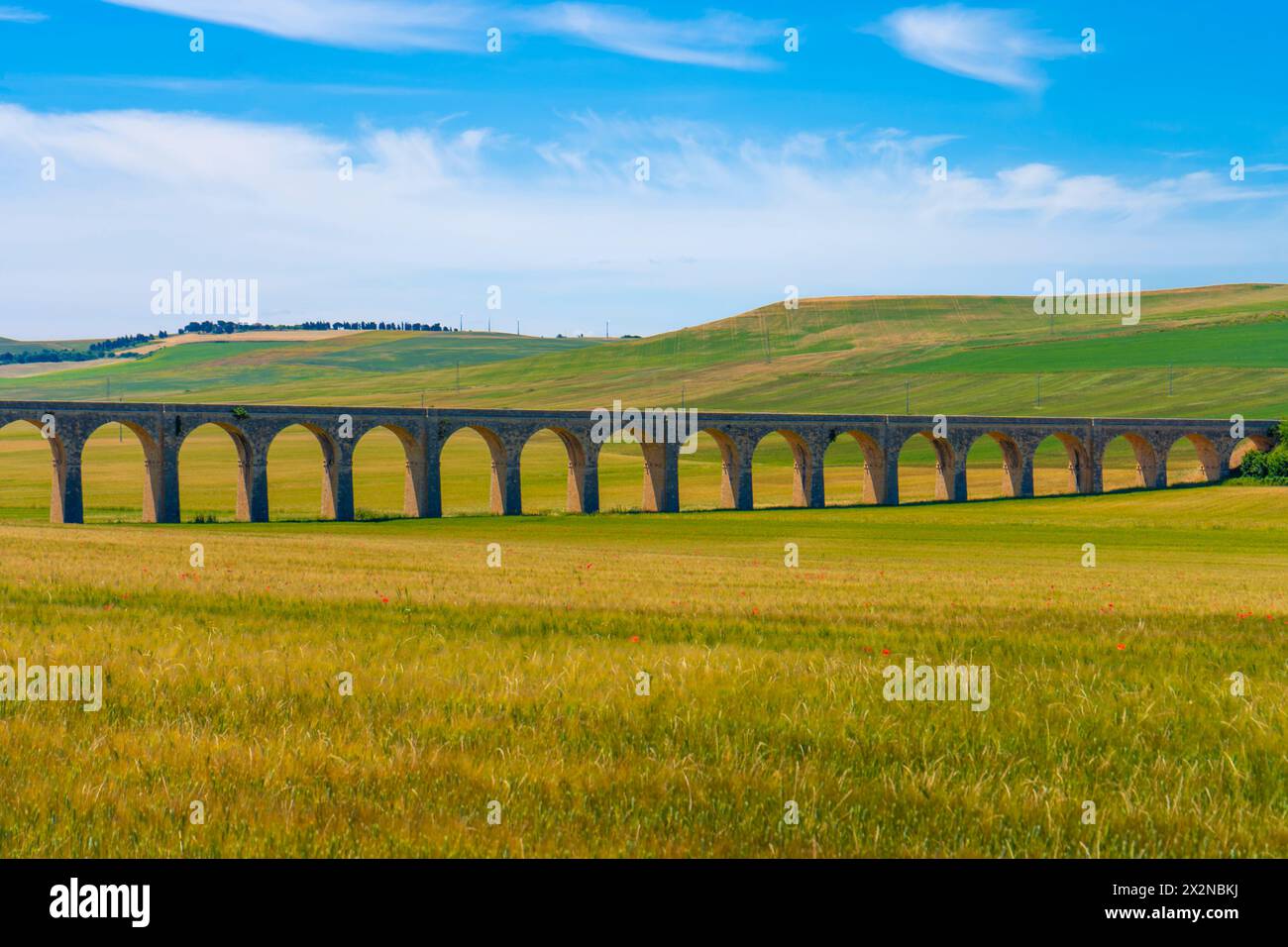 Historic railroad stone arch bridge near Spinazzola. Murgia, Apulia ...