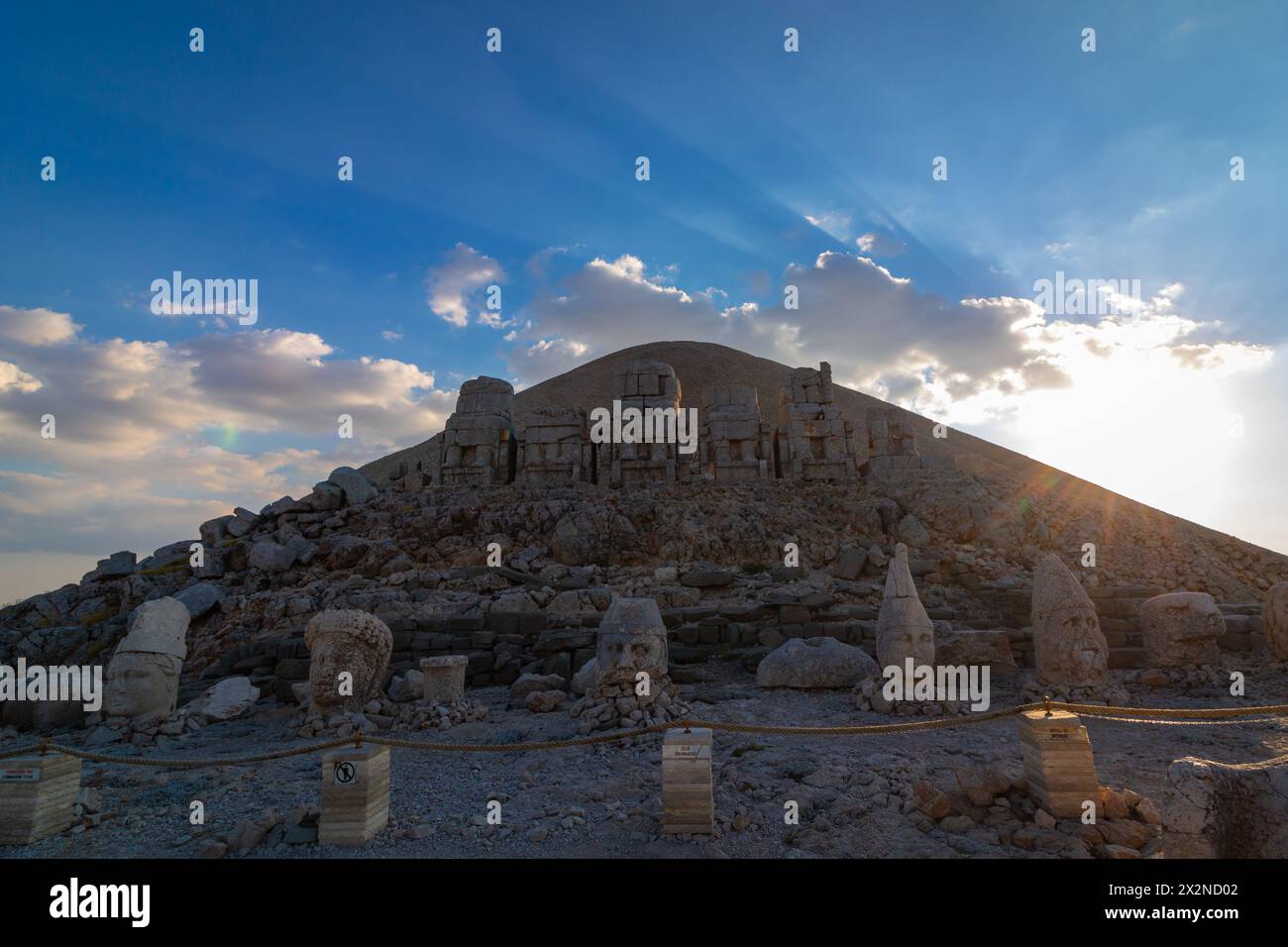 Statues on the Mount Nemrut at sunset. Travel to Turkiye concept photo ...