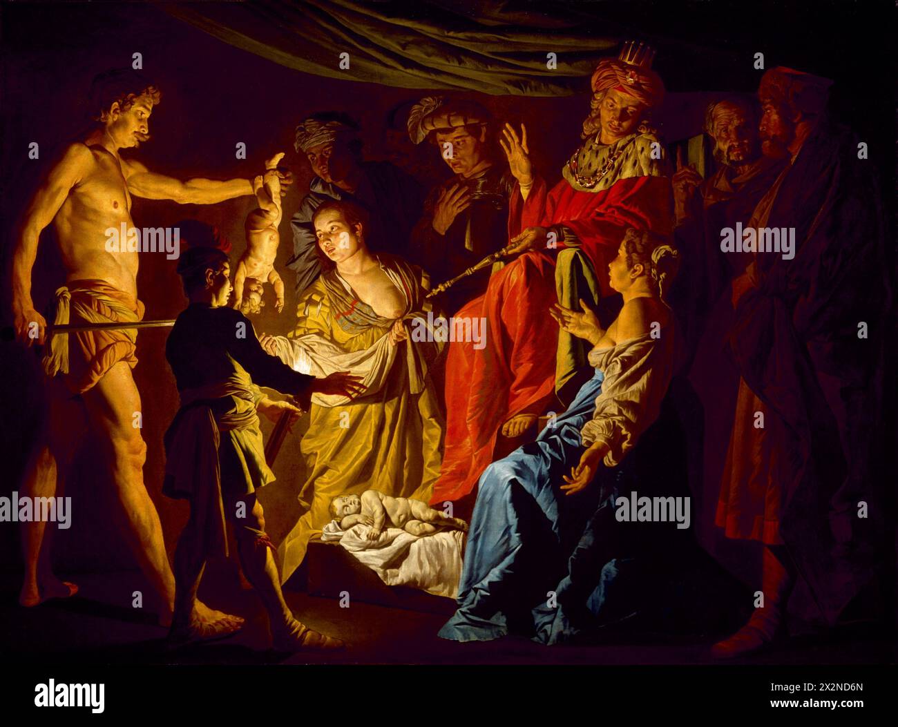 Matthias Stom, The Judgement of Solomon, (c.1640), 152.5 × 204.9 cm Stock Photo - Alamy