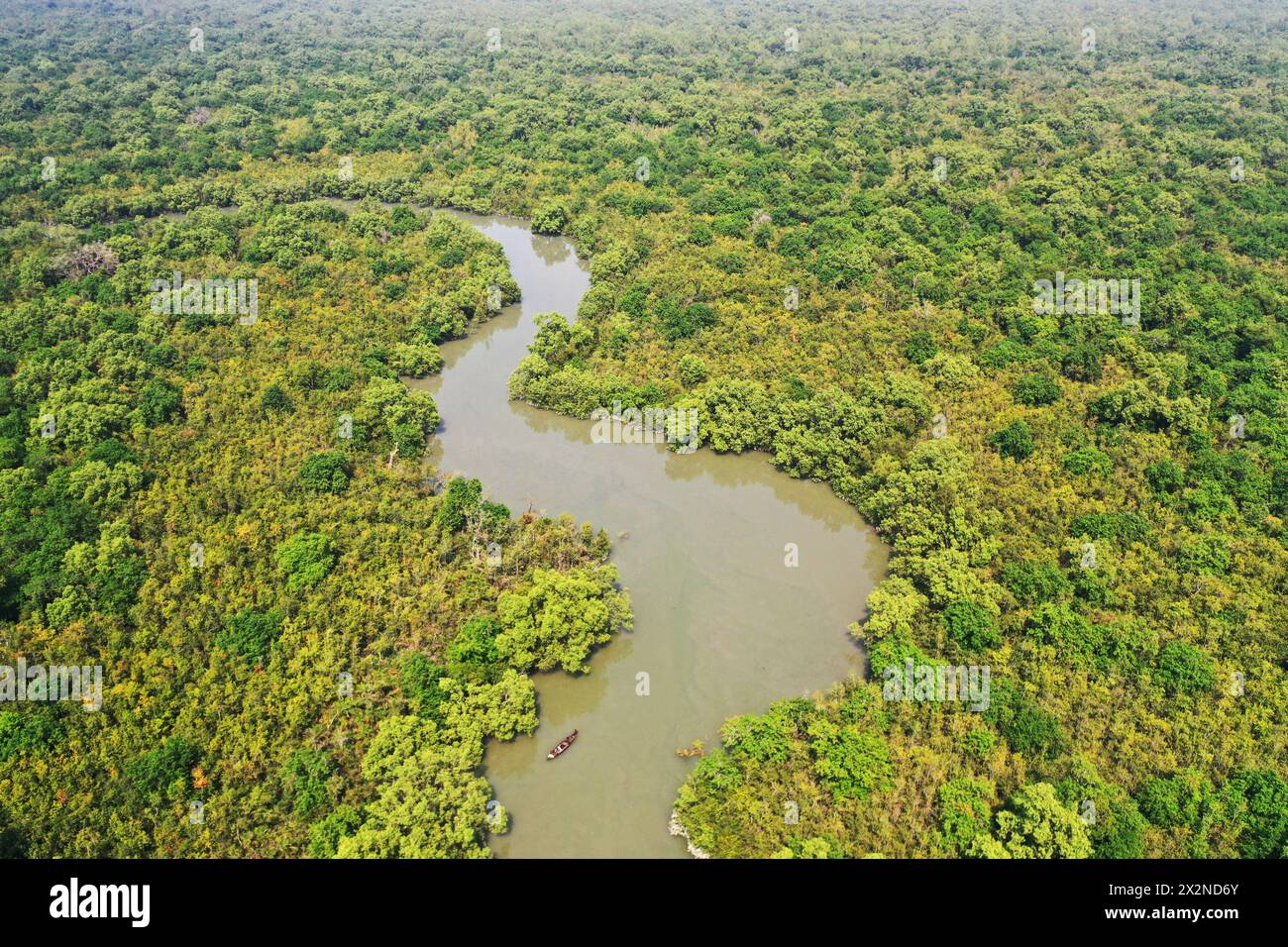 Khulna, Bangladesh - April 13, 2024: Aerial view of the Sundarban ...