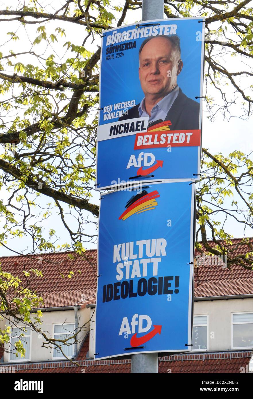 Kommunalwahl 22.04.2024, Soemmerda, Wahlplakat zur Kommunalwahl am 26. ...