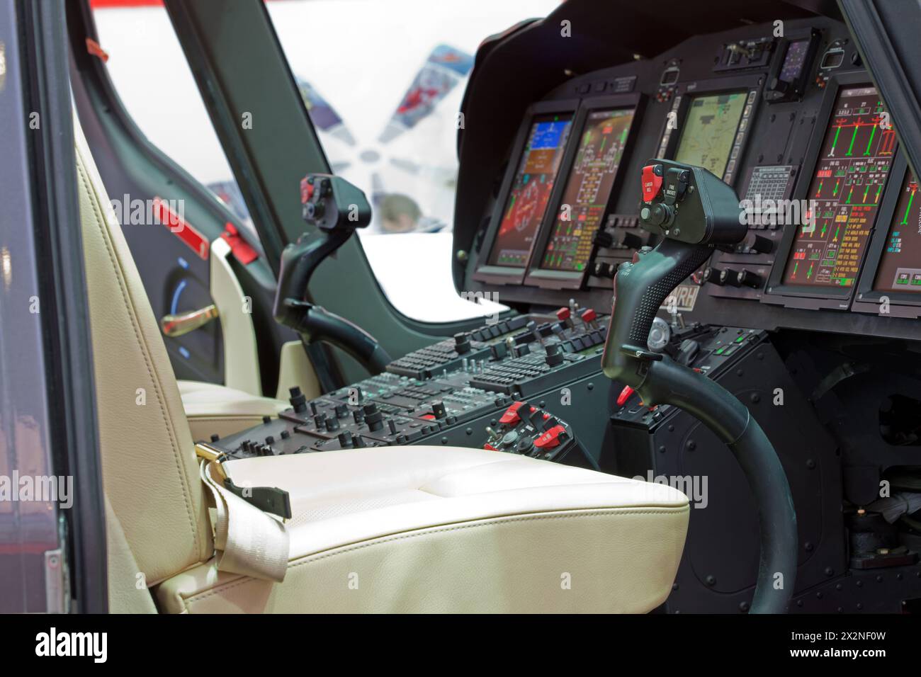 Helicopter cabin with panel, inside Stock Photo - Alamy