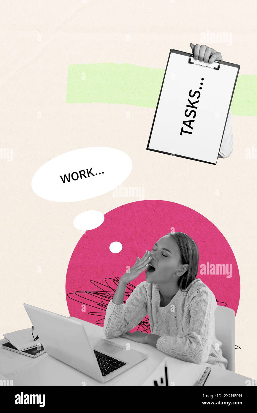 Vertical collage picture of black white colors arm hold work tasks ...