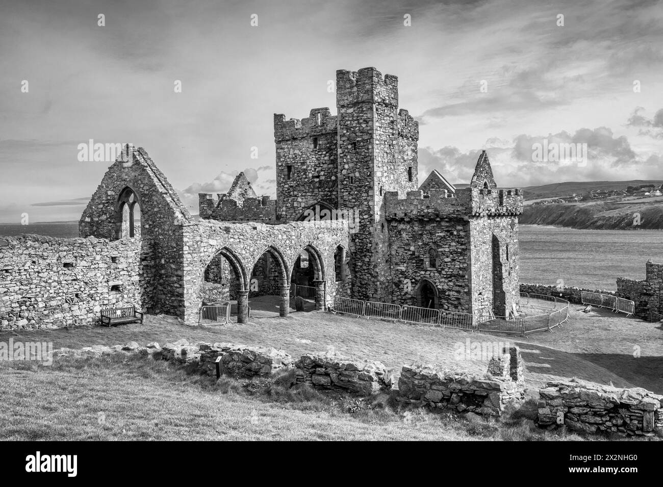 The image is of the 12th century historic Peel Castle Abbey on the west ...