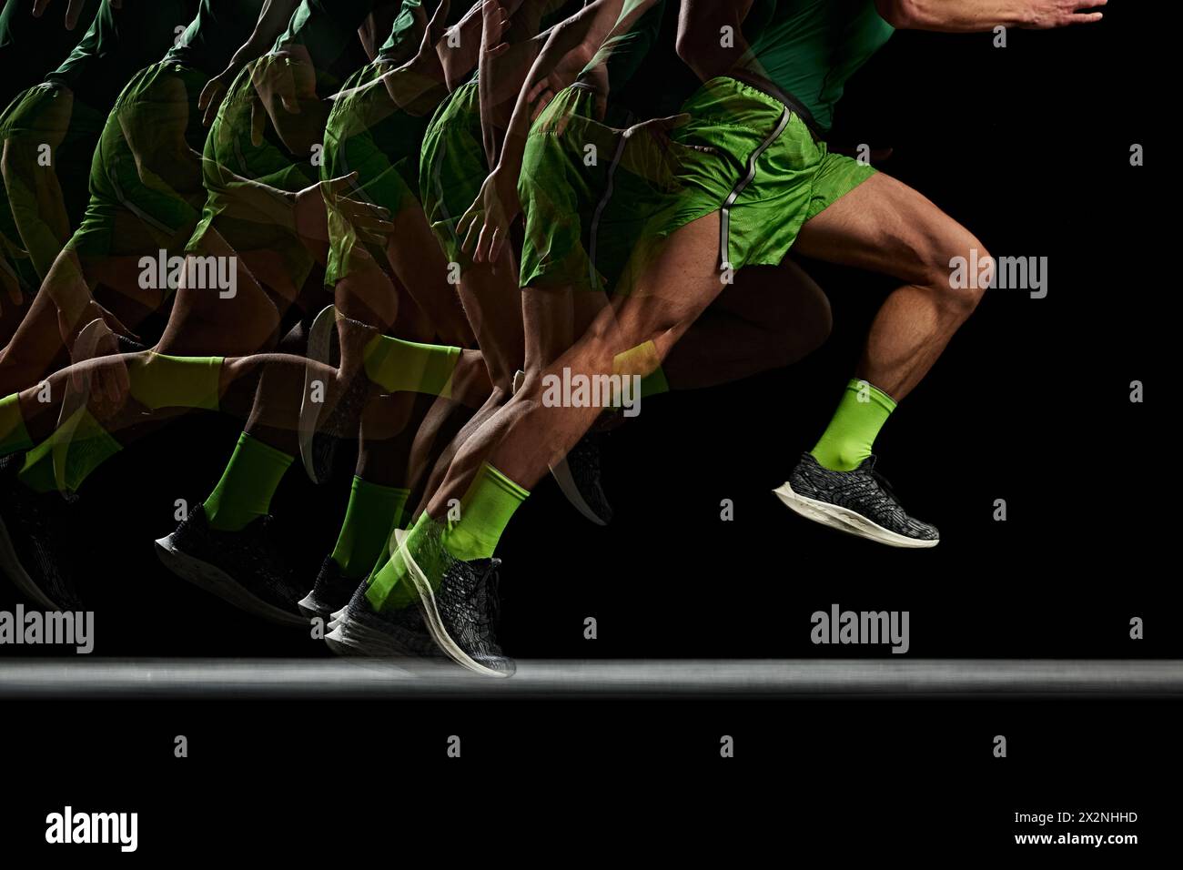 Cropped image of athletic, muscular male legs in motion, running ...