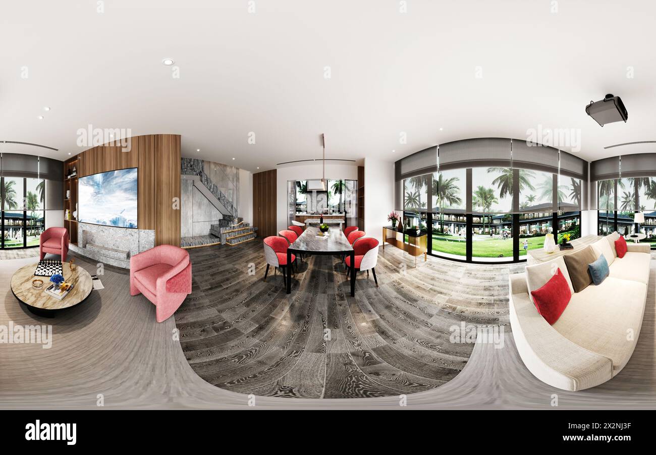 360 degrees home living room, interior Stock Photo - Alamy