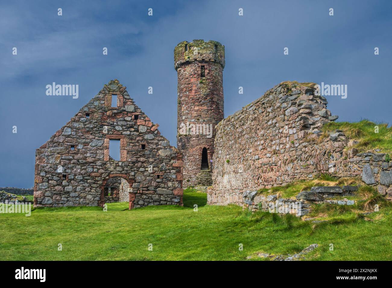 General scenic image at the historic 12th century Peel Castle and Abbey ...