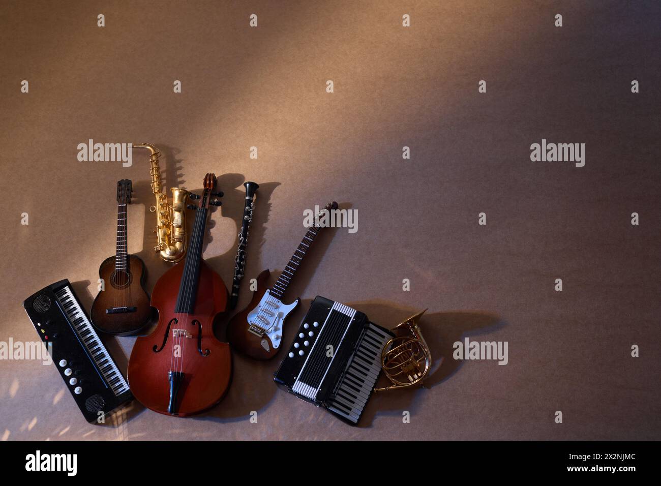 World music day. Assortment of Musical Instruments Stock Photo - Alamy