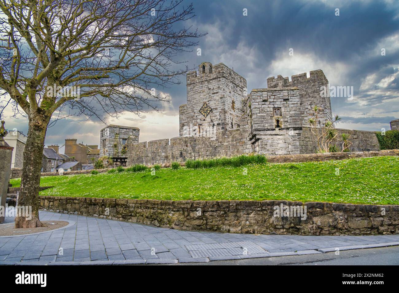 The image is of the 12th century Viking Fortress of Castle Rushen on ...
