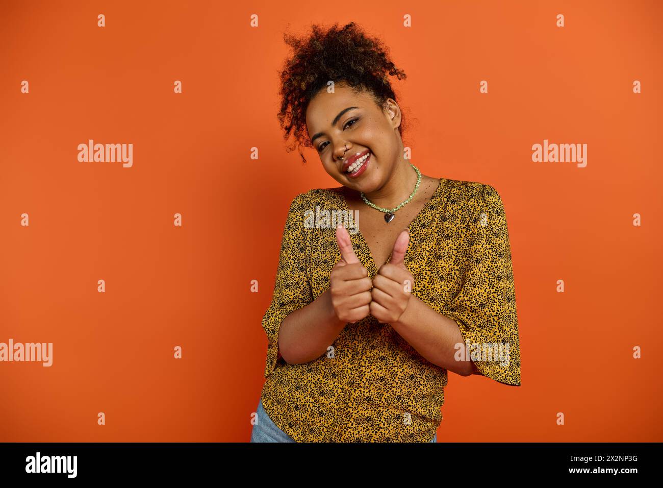 Woman making peace sign hands hi-res stock photography and images - Alamy