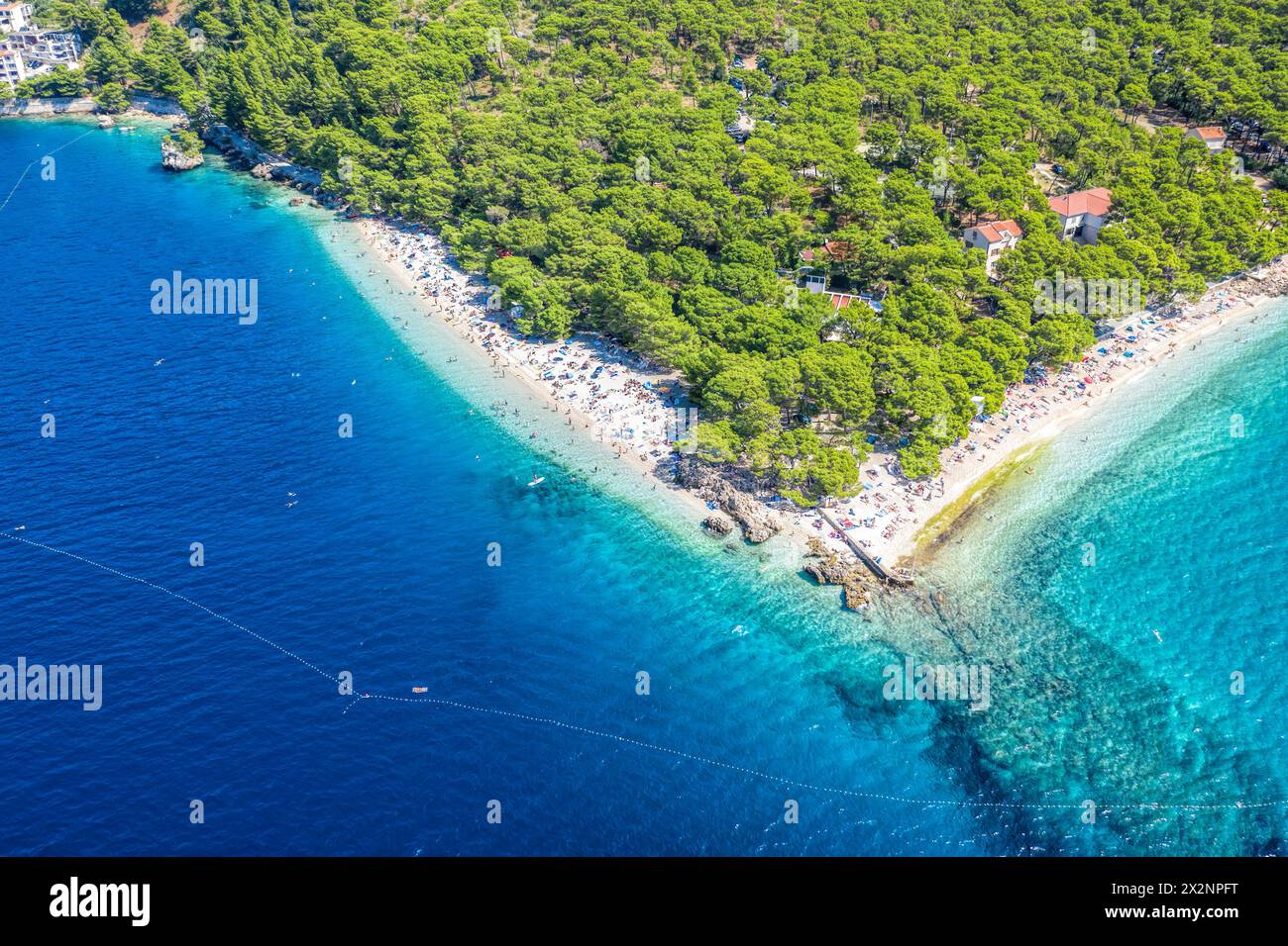 Punta Rata beach in Brela, Croatia, aerial view. Adriatic Sea with ...