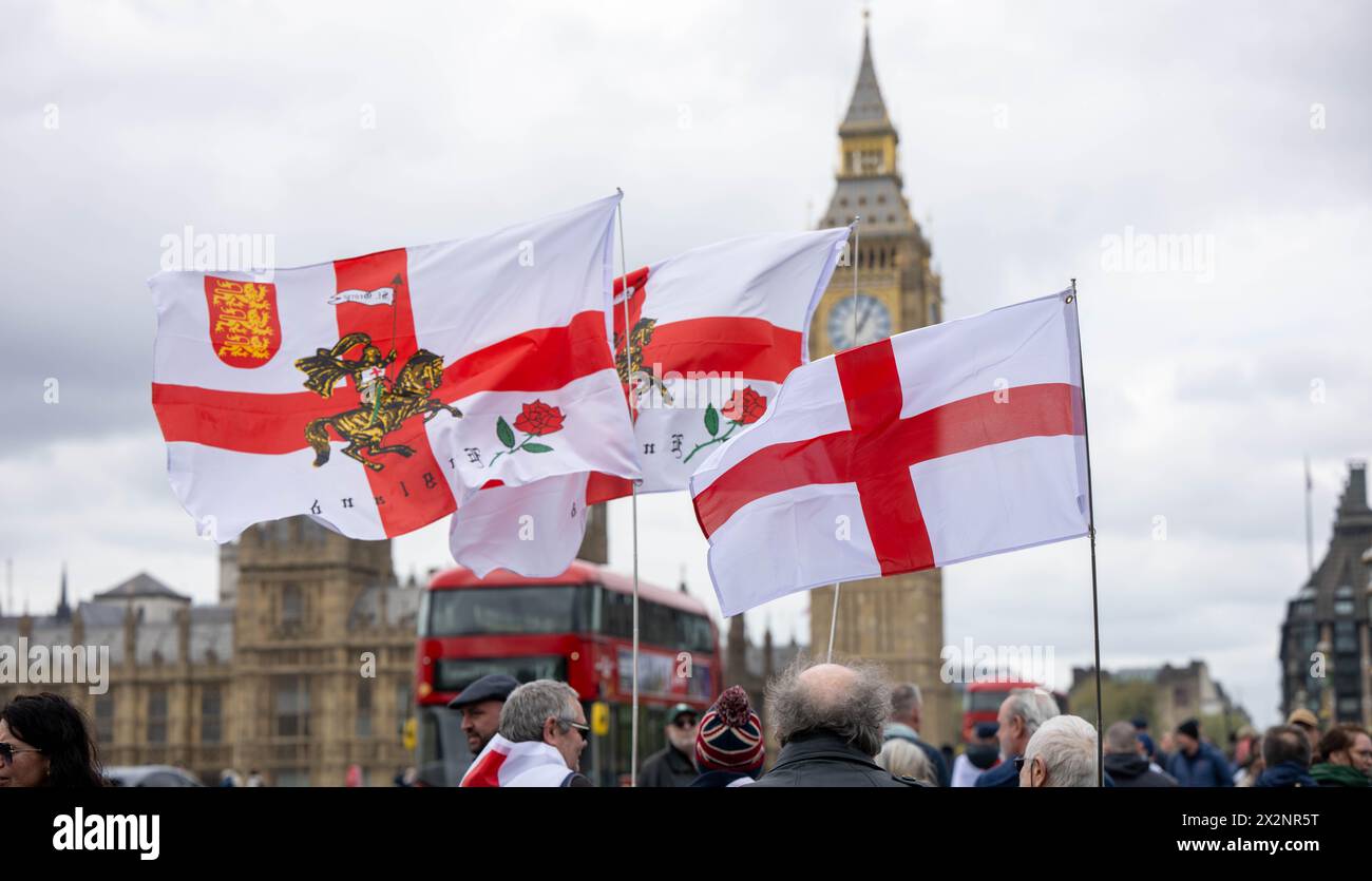 London, UK. 23rd Apr, 2024. Right wing protests in Whitehall London on ...