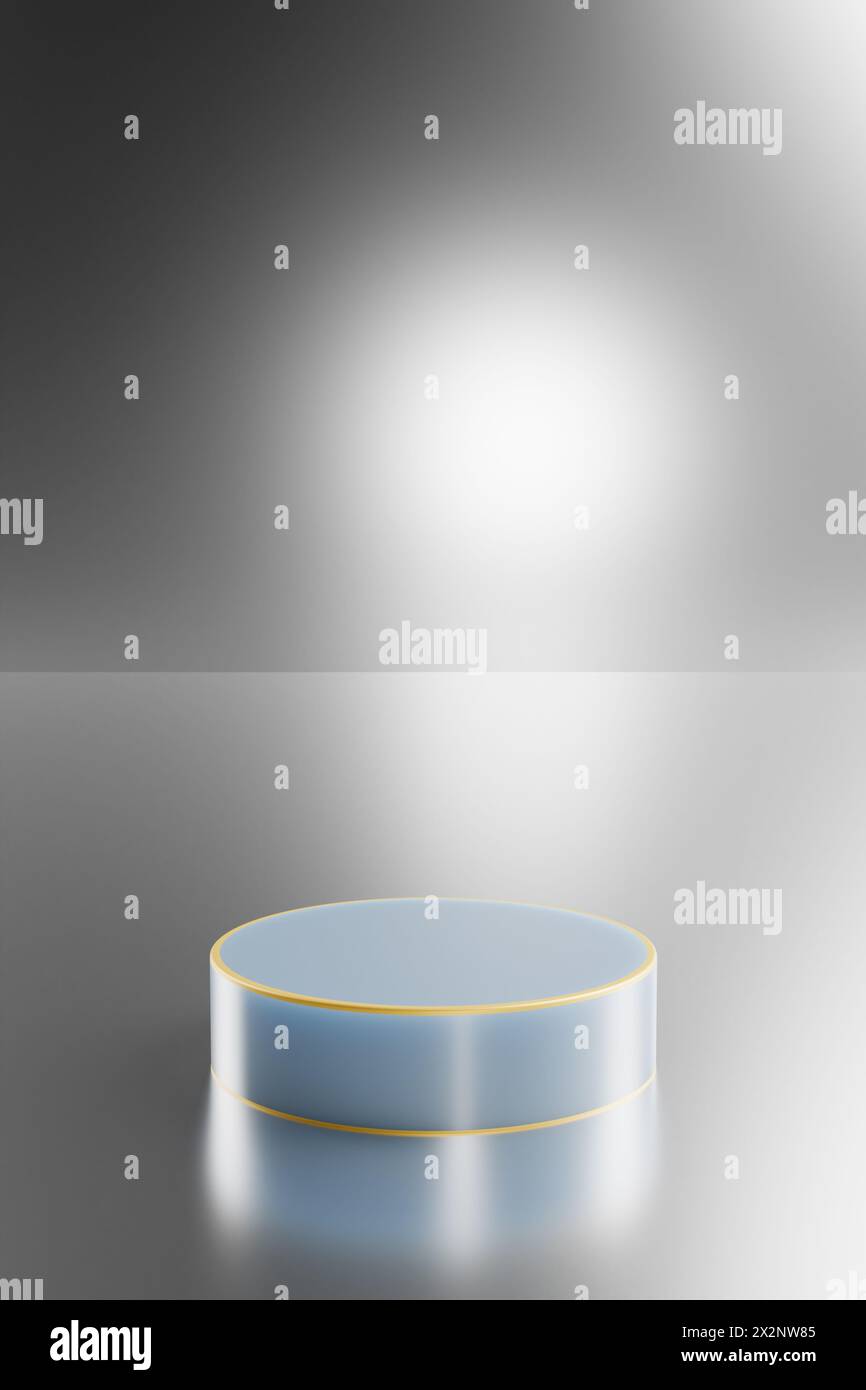 Empty podium cylinder with gold border and circle. Mockup space to ...